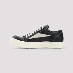 Rick Owens Low Top Leather Sneakers With Contrasting Laces