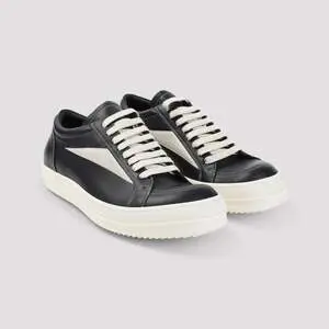 Rick Owens Low Top Leather Sneakers With Contrasting Laces