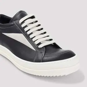 Rick Owens Low Top Leather Sneakers With Contrasting Laces