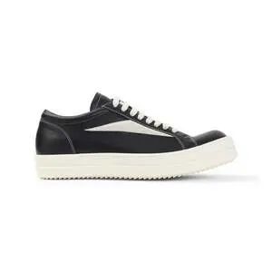 Rick Owens Rick Owens Low Top Leather Sneakers With Contrasting Laces Black