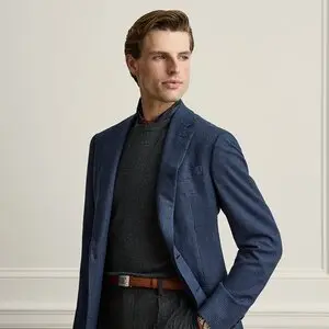 Ralph Lauren Kent Handmade Houndstooth Sport Coat - Navy