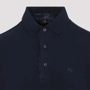 Etro Roma Printed Detail Polo - Blue