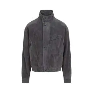 Giorgio Armani Suede Leather Blouson Jacket - Gray