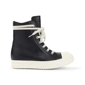 Rick Owens High-top Sneakers With Zip Closure And Contrast Cap Toe - Black