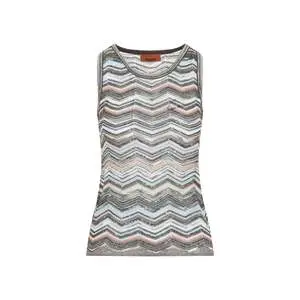Missoni Sleeveless Zigzag Knit Top With Sequins - Multicolor