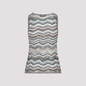 Missoni Sleeveless Zigzag Knit Top With Sequins - Multicolor