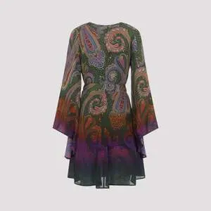 Etro Mini Dress With Paisley Print - Blue