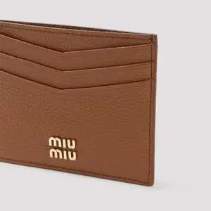 Miu Miu Calf Leather Card Case - Brown