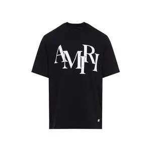Amiri Cotton Staggered Logo T-shirt - Black
