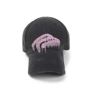 Balenciaga Baseball Cap With Distressed Finish - Black