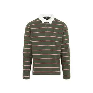 Etro L/s Striped Polo - Green