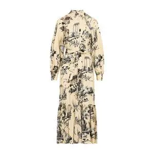 Etro Midi Dress With Botanical, Architectural And Animal Print - Multicolor