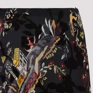 Etro High-waisted Floral And Animal Print Devoré Midi Skirt - Black