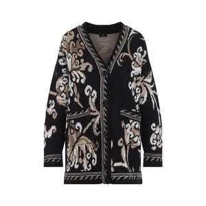 Etro Wool Jacquard Motif Cardigan - Black