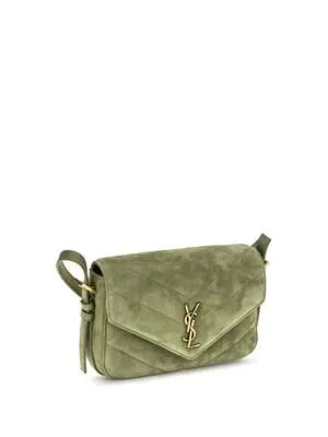 Saint Laurent Small Loulou Matelassé Suede Shoulder Bag - Green
