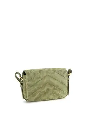 Saint Laurent Small Loulou Matelassé Suede Shoulder Bag - Green