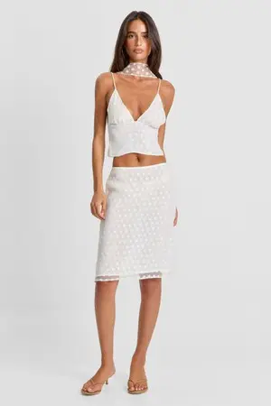 SASHA THERESE Minnie Midi Skirt - White