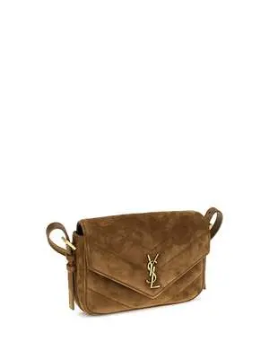 Saint Laurent Small Loulou Matelassé Suede Shoulder Bag - Brown
