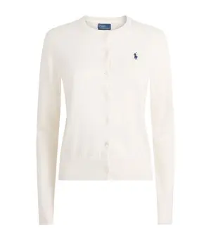 Polo Ralph Lauren Pima Cotton Polo Pony Cardigan - Ivory