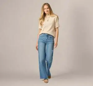 Adrianna Papell Short Sleeve Floral Embossed Knit Top - Cream