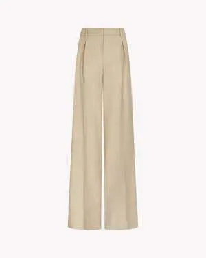 Serena Bute Wool Cashmere Inverted Pleat Trouser - Ecru