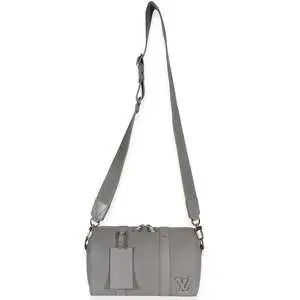 LOUIS VUITTON Grey Grained Calfskin Aerogram City Keepall - Gray
