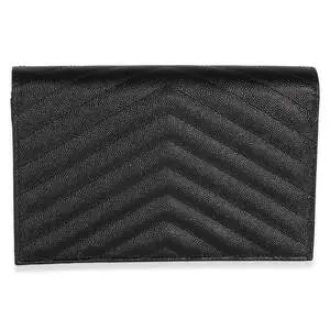Saint Laurent Grain De Poudre Classic Cassandre Chain Wallet - Black