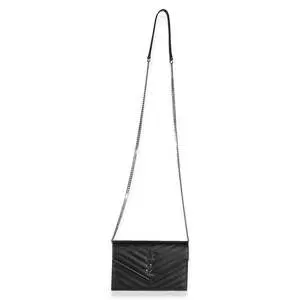 Saint Laurent Grain De Poudre Classic Cassandre Chain Wallet - Black
