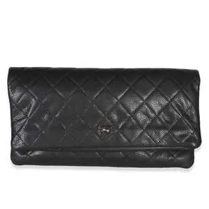 Chanel Quilted Caviar Cc Beauty Clutch