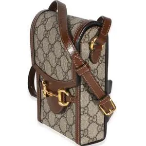 Gucci Beige Gg Supreme Monogram Horsebit 1955 Crossbody Bag