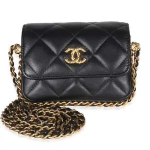 CHANEL Chanel Quilted Lambskin CC Mini Clutch With Chain
