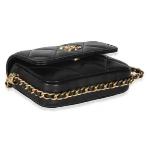 Chanel Quilted Lambskin Cc Clutch With Chain - Black
