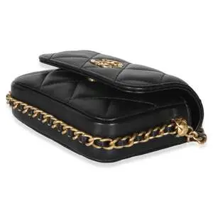 Chanel Quilted Lambskin Cc Clutch With Chain - Black