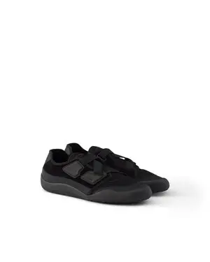 Prada Speedrock Leather And Mesh Fabric Sneakers - Black