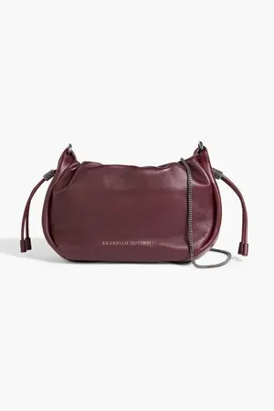 Brunello Cucinelli Beaded Embellished Leather Shoulder Bag