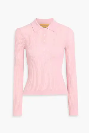 Guest In Residence Ribbed Cashmere Polo Sweater - Pink