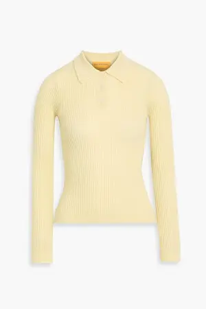 Guest In Residence Ribbed Cashmere Polo Sweater - Yellow