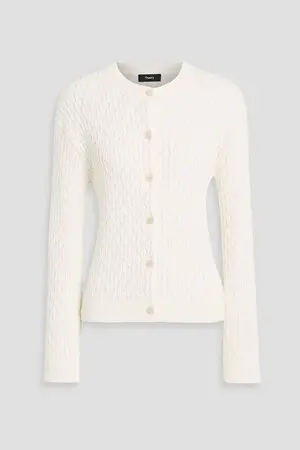 Theory Cableknit Cotton Cardigan - Ivory