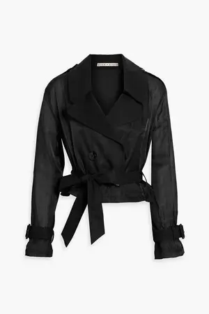 Alice + Olivia Alice Olivia Keith Cropped Doublebreasted Satin And Organza Jacket