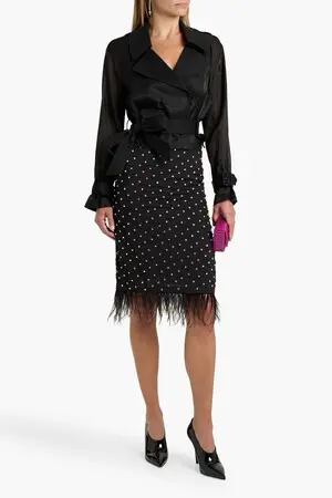 Alice + Olivia Alice Olivia Keith Cropped Doublebreasted Satin And Organza Jacket