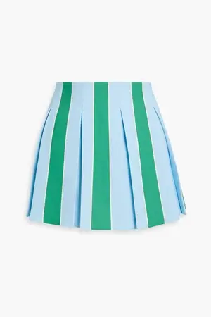 Alice + Olivia Alice Olivia Emilie Pleated Striped Crepe Mini Skirt - Light Blue