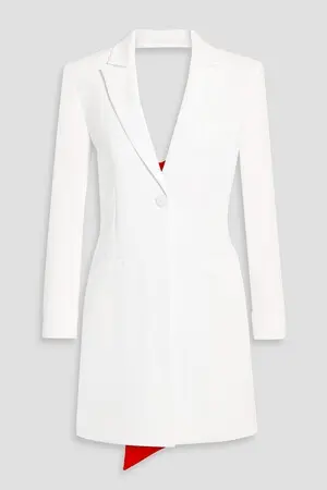 Alice + Olivia Alice Olivia Shawn Bowdetailed Crepe Mini Tuxedo Dress - White