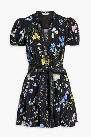 Alice + Olivia Cora Printed Cotton-blend Poplin Mini Shirt Dress