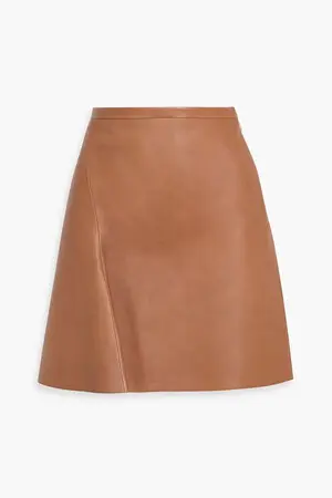Theory Leather Mini Skirt - Tan
