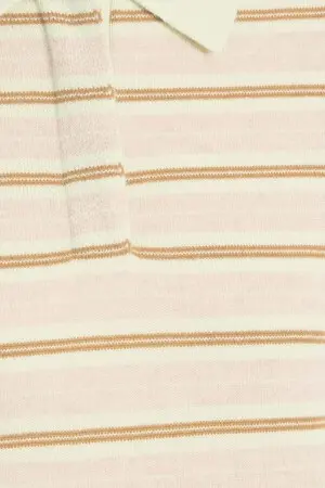 Guest In Residence Striped Layered Cashmere Polo Sweater - Light Green