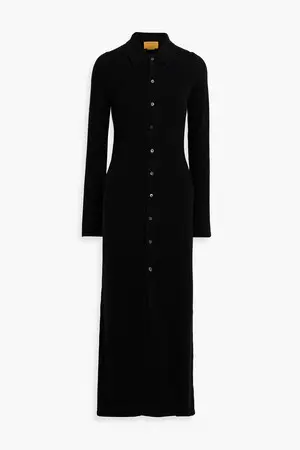 Guest In Residence Guest In Residence Showtime Cashmere Maxi Shirt Dress - Black