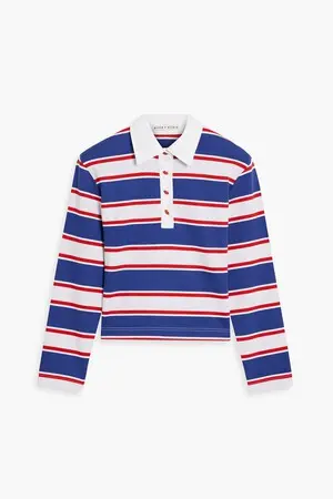 Alice + Olivia Alice Olivia Lyle Striped Jersey Polo Shirt