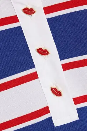 Alice + Olivia Alice Olivia Lyle Striped Jersey Polo Shirt