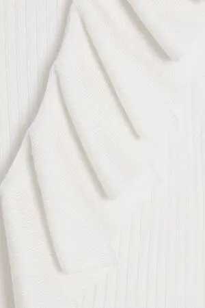 Alice + Olivia Alice Olivia Daryn Ruffled Ribbedknit Top