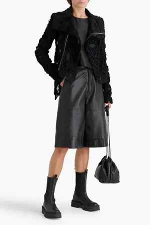 Rick Owens Distressed Tulle Biker Jacket